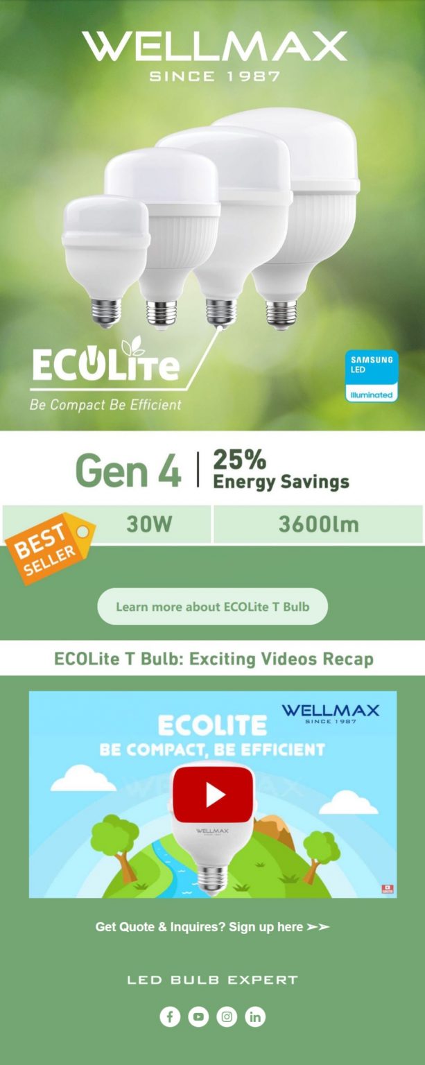 🌱ECOLite T Bulb Gen 4: 25% Energy Savings, Small But Mighty - Wellmax