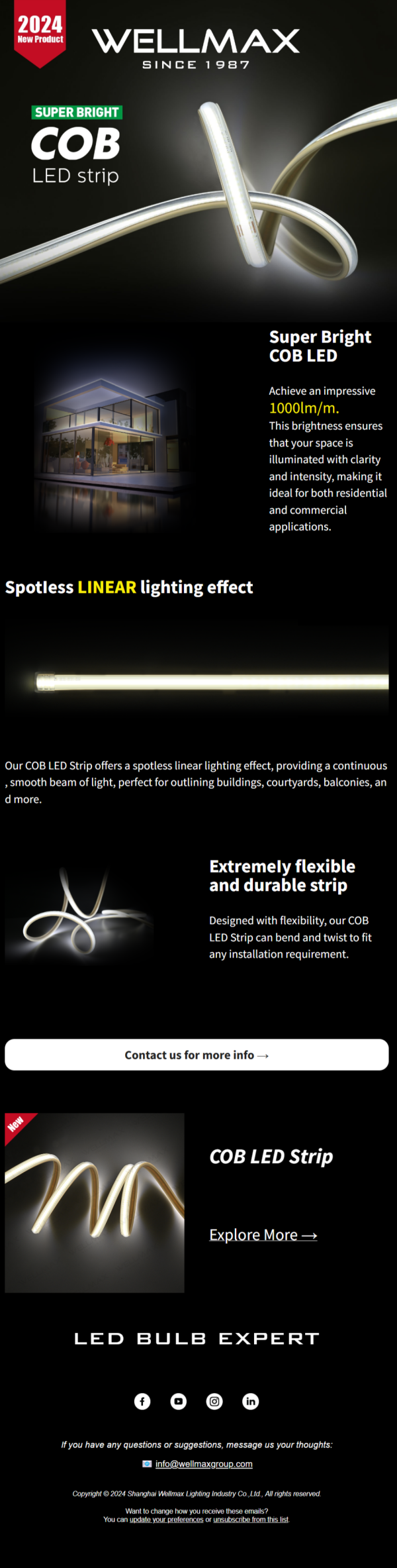 Illuminate with Super Bright COB LED Strip – Achieve 1000lm/m! - Wellmax