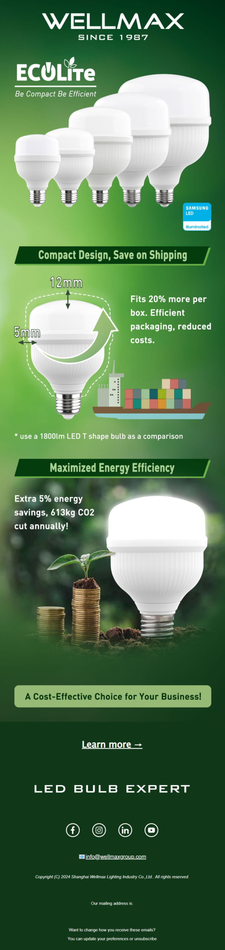 ECOLite T-Bulb：A Cost-Effective Choice for Your Business!🌱 - Wellmax